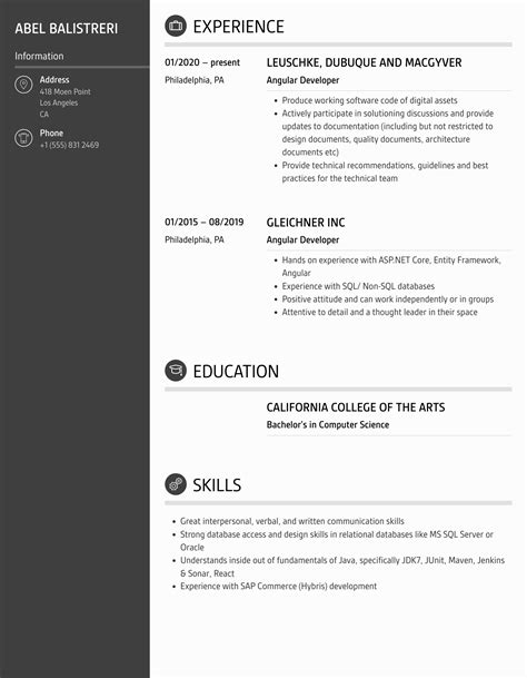 Angular Developer Resume Samples Velvet Jobs