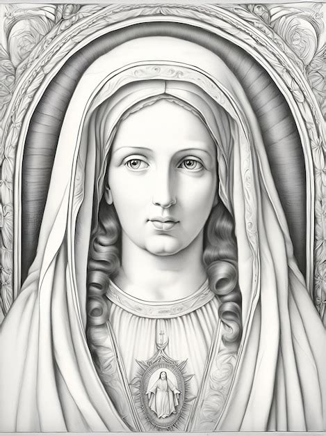 Dibujo A Lápiz De La Virgen María 1 Foto Premium
