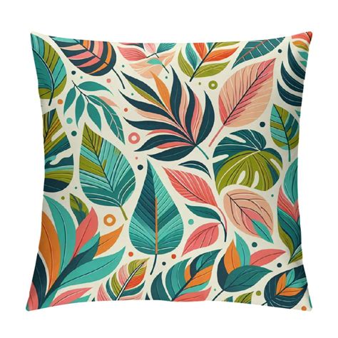 Gosmith Tropical Pillow Covers Summer Hawaiian Style Coral Orange Aqua