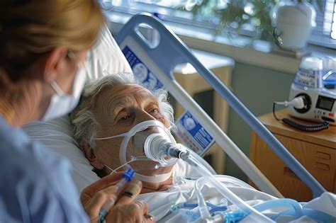 Premium Photo A Woman In A Hospital Bed With An Oxygen Tube