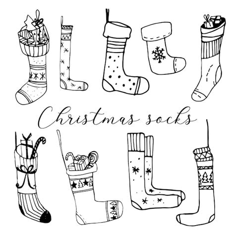 Premium Vector Hand Drawn Winter Doodle Christmas Socks Isolated