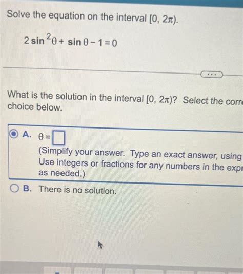 solved solve the equation on the interval [0 2π