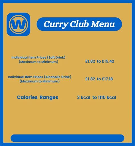 Wetherspoon Curry Club Menu With Prices In 2025