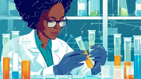 A Poster For A Scientist Shows A Woman Working In A Lab With A Lab Coat And A Lab Coat Premium