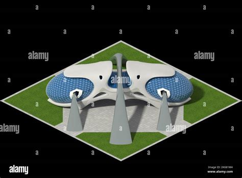 Futuristic City Architecture With Organic Structures For A Square Grid