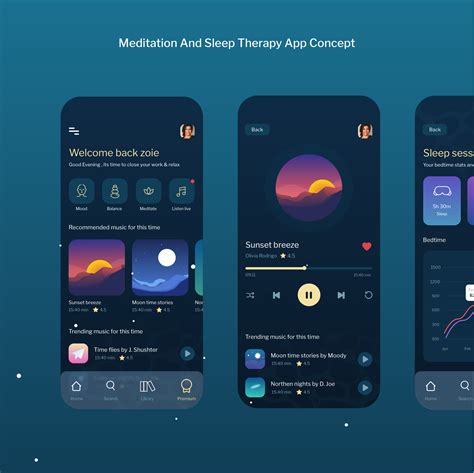 Meditation Sleep Therapy App Ui Design App Ui Design Mobile App Design Inspiration App