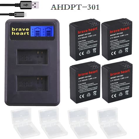4x Bateria Gopro Hero3 Hero 3 Battery Gopro3 Batterie Lcd Dual