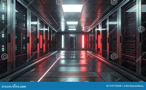 A Server Room Interior Within A Bustling Datacenter Where Rows Of