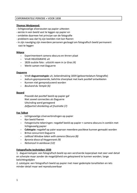 Geschiedenis VD Fotografie Narafi Examenvoorbereiding 2021