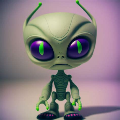 Premium Ai Image A Small Green Alien With Purple Eyes Sits On A