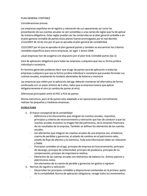 Plan General Contable Pdf Contabilidad Estado Financiero