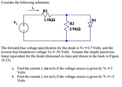 Solved Consider The Following Schematic The Forward Bias