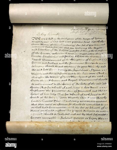 The Act Of Settlement Was Passed In 1701 Reinforcing The Bill Of