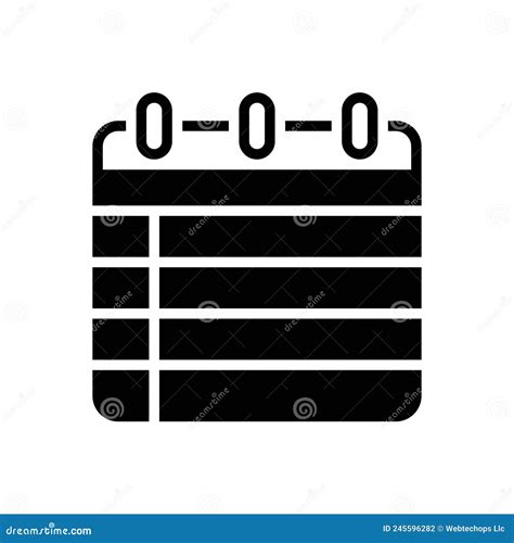 Black Solid Icon For Class Timetable Program And Plan Stock Vector