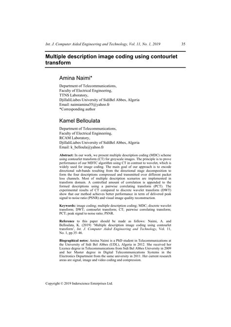 Pdf Multiple Description Image Coding Using Contourlet Transform