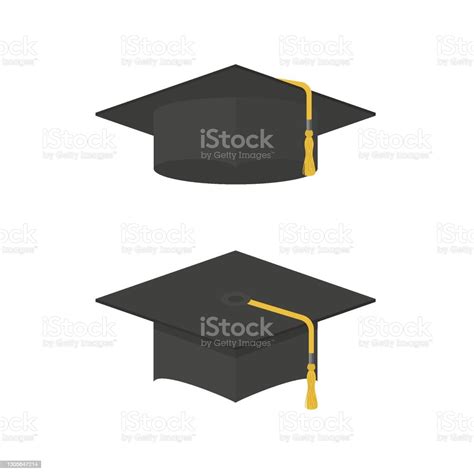 졸업 캡 아이콘입니다 학업 학생 모자 세트 태슬이 있는 졸업 모자 대학 학교 및 교육 기호 1위에 대한 스톡 벡터 아트 및 기타