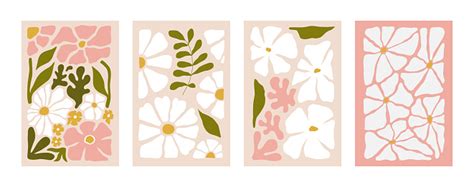 추상적인 꽃 포스터 모던한 트렌디한 마티스 미니멀 스타일 벽지 벽 장식 인쇄 엽서 표지 템플릿 배너를 위한 손으로 그린 디자인