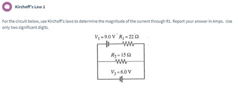 Solved Kirchoff S Law For The Circuit Below Use Chegg