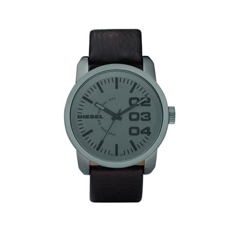 Diesel Watches Diesel Gents Franchise Brown Leather Strap Watch Mens