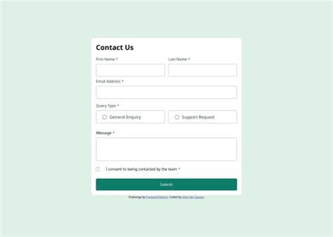 Frontend Mentor Contact Form Using Html Css And Javascript Coding