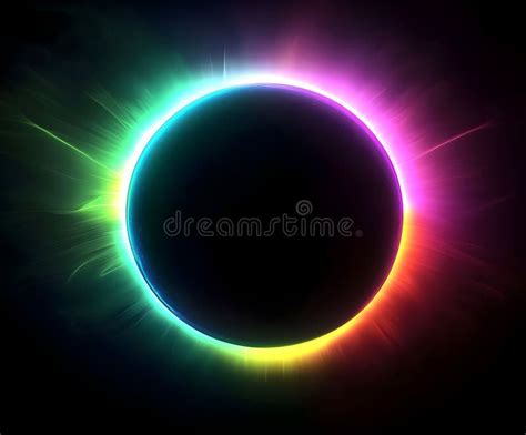 Colorful Solar Eclipse With Vibrant Light Effects Over A Dark