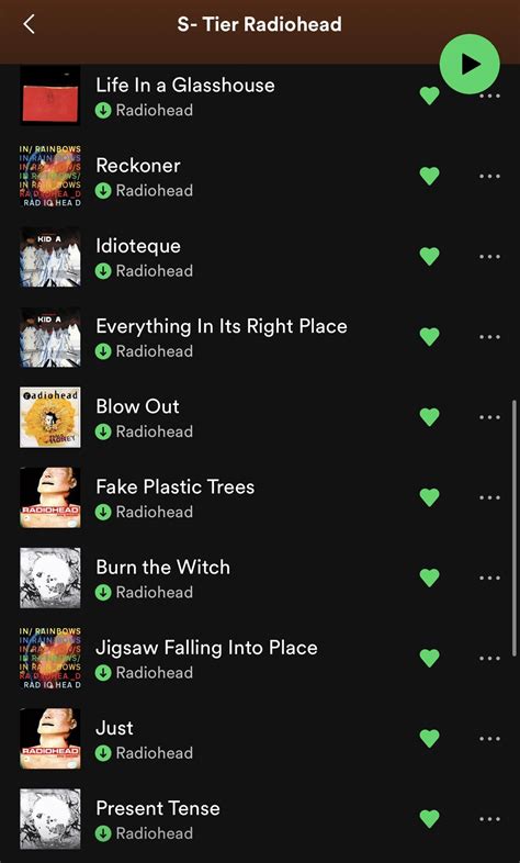 Made A Playlist Of Songs I Consider To Be S Tier Radiohead R Radiohead