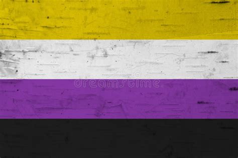 Non Binaryl Pride Flag In A Form Of Brush Stroke Stock Vector