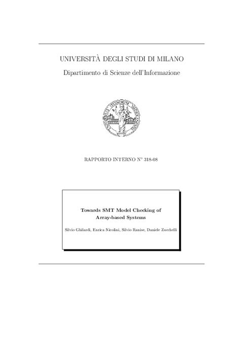 Pdf Towards Smt Model Checking Of Array Based Systems