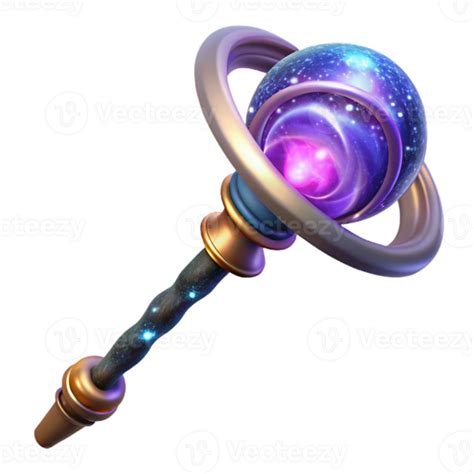 Vibrant Traditional Cosmic Orb Staff 3d Render 4k 56604330 Png