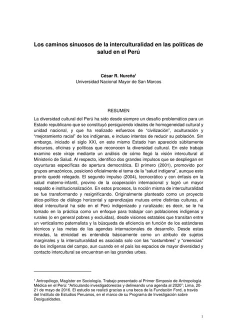 Pdf Los Caminos Sinuosos De La Interculturalidad En Las Políticas De