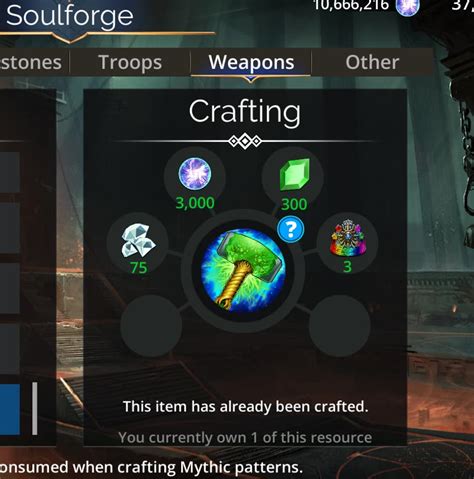 [not a bug] not seeing new weapons crafted bug reports gems of war
