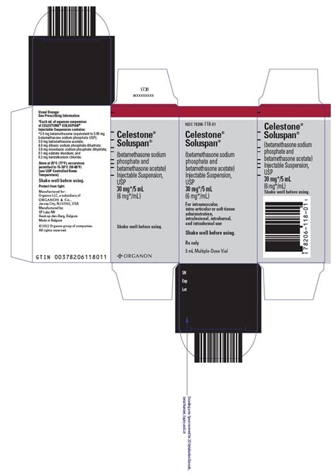 Ndc 78206 118 Celestone Soluspan Betamethasone Acetate And Betamethasone Sodium Phosphate