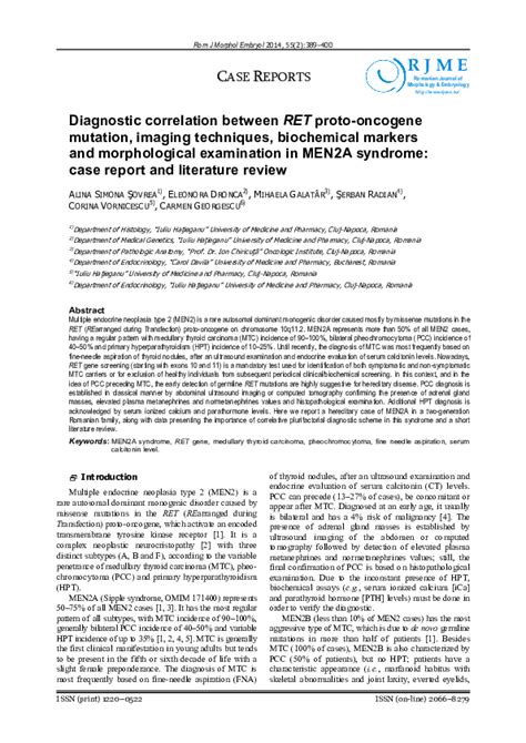 Pdf Diagnostic Correlation Between Ret Proto Oncogene Mutation Imaging Techniques