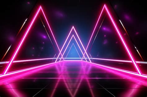 Neon Light Background With Electric Neon Grids Premium AI Generated Image