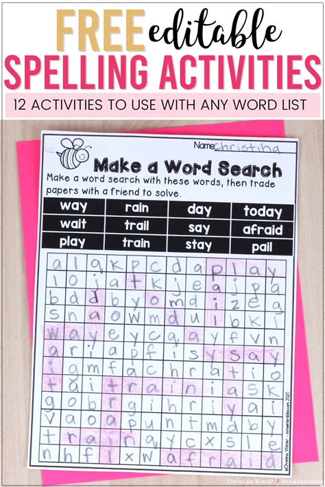 12 Free Editable Spelling Activities Artofit