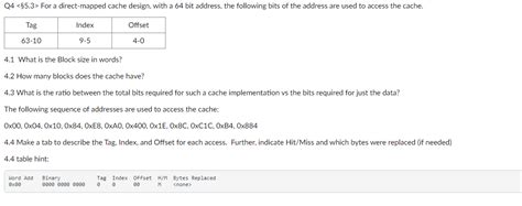 Solved Q For A Direct Mapped Cache Design With A Chegg