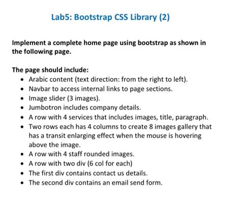 Solved Implement A Complete Home Page Using Bootstrap As