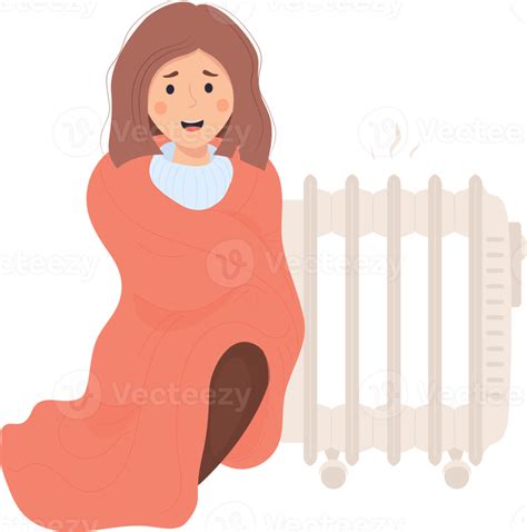 Woman Warming Herself Near Battery 16474859 Png