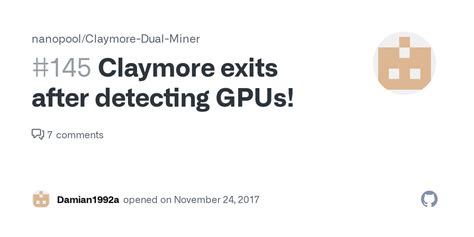 Claymore Exits After Detecting GPUs Issue Nanopool Claymore Dual Miner GitHub