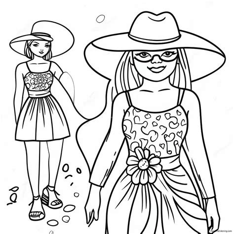 Stylish Hot Girl In Summer Dress Coloring Page 40003 32121