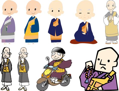 フリーイラスト 8種類のお坊さんのセットでアハ体験 Gahag 著作権フリー写真・イラスト素材集 Gahag 著作権フリー