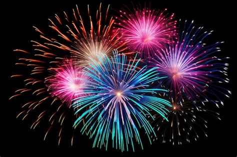 Group Of Colorful Fireworks Exploding On White Background On A White Or Clear Surface Png