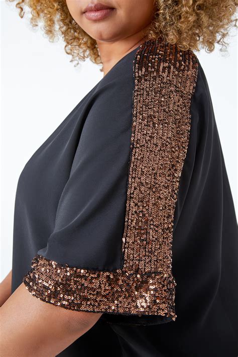 Curve Sequin Trim Top In Bronze Roman Originals Uk