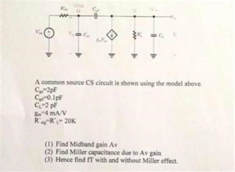 Solved A Common Source CS Circuit Is Shown Using The Model Chegg Com