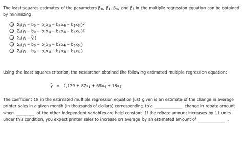 Solved 1 Multiple Regression Model And The Least Squares