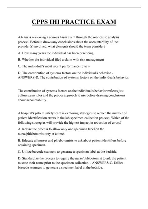 Cpps Ihi Practice Exam Questions And Answers 2025 Cpps Ihi Stuvia Us