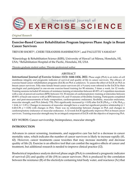 Pdf Exercise Based Cancer Rehab Program Improves Pha In Breast Cancer Survivors