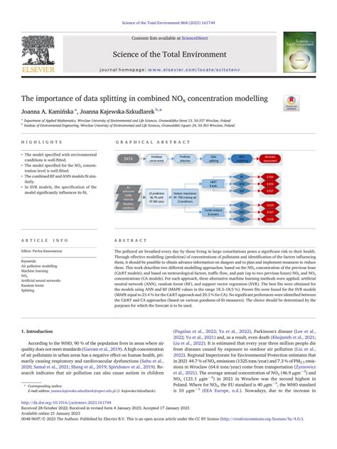 Pdf The Importance Of Data Splitting In Combined Nox Concentration