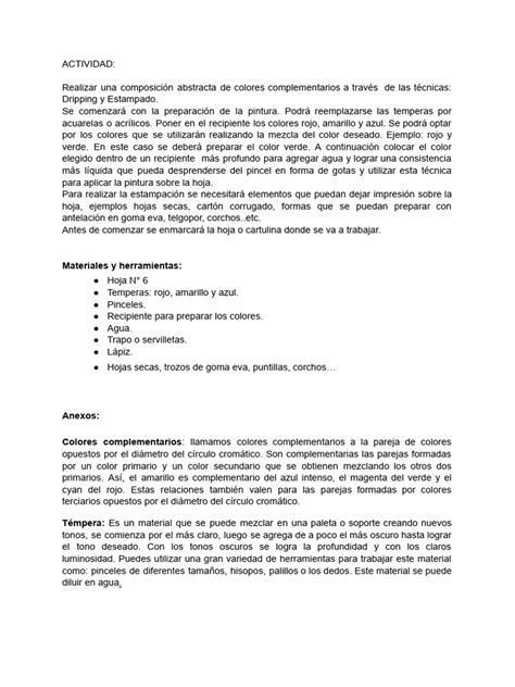 Actividad Colores Complementarios Pdf