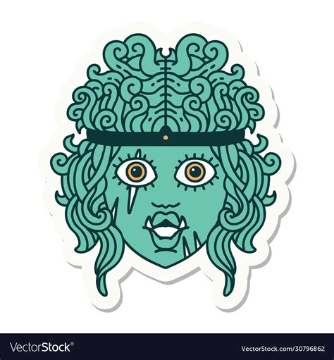 Orc Barbarian Character Face Sticker Royalty Free Vector